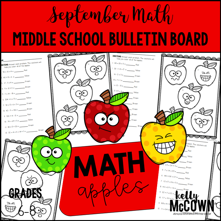 Kelly McCown: Middle School Math NO PREP Bulletin Board {September}