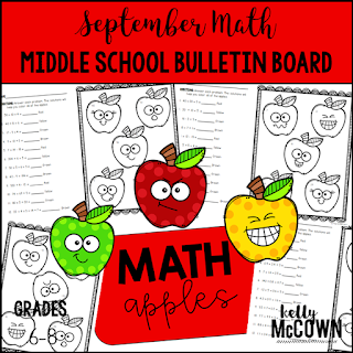 Kelly McCown: Middle School Math NO PREP Bulletin Board {September}