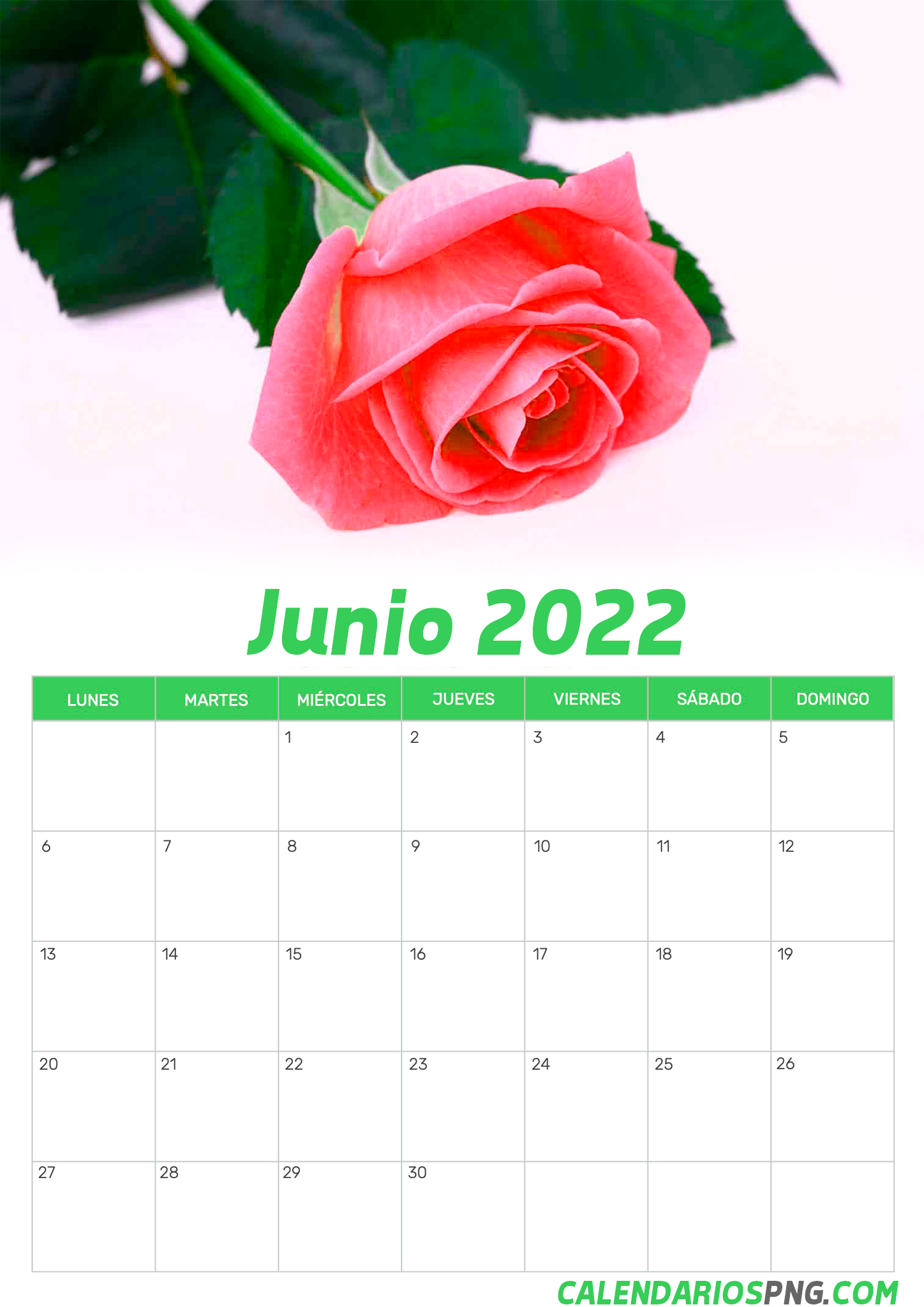 Calendarios de Junio 2022 para imprimir