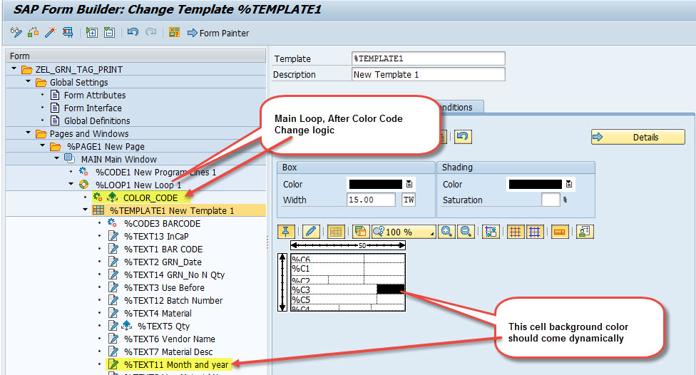 To bring dynamic color in smartform - Learn SAP Program