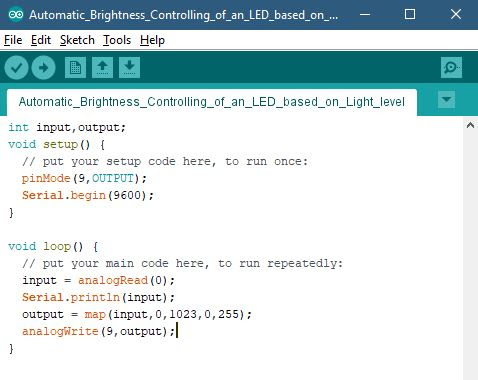 Automatic Brightness Controlling of an LED based on Light level using ...