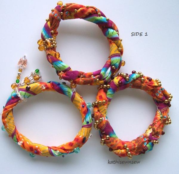 kathisewnsew: Twisted Colorful Soft Bangle Bracelets set of 3 Handmade