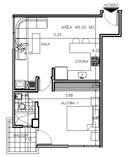 Tipo 6 - 48.00M2 ~ EDIFICIO BREMEN