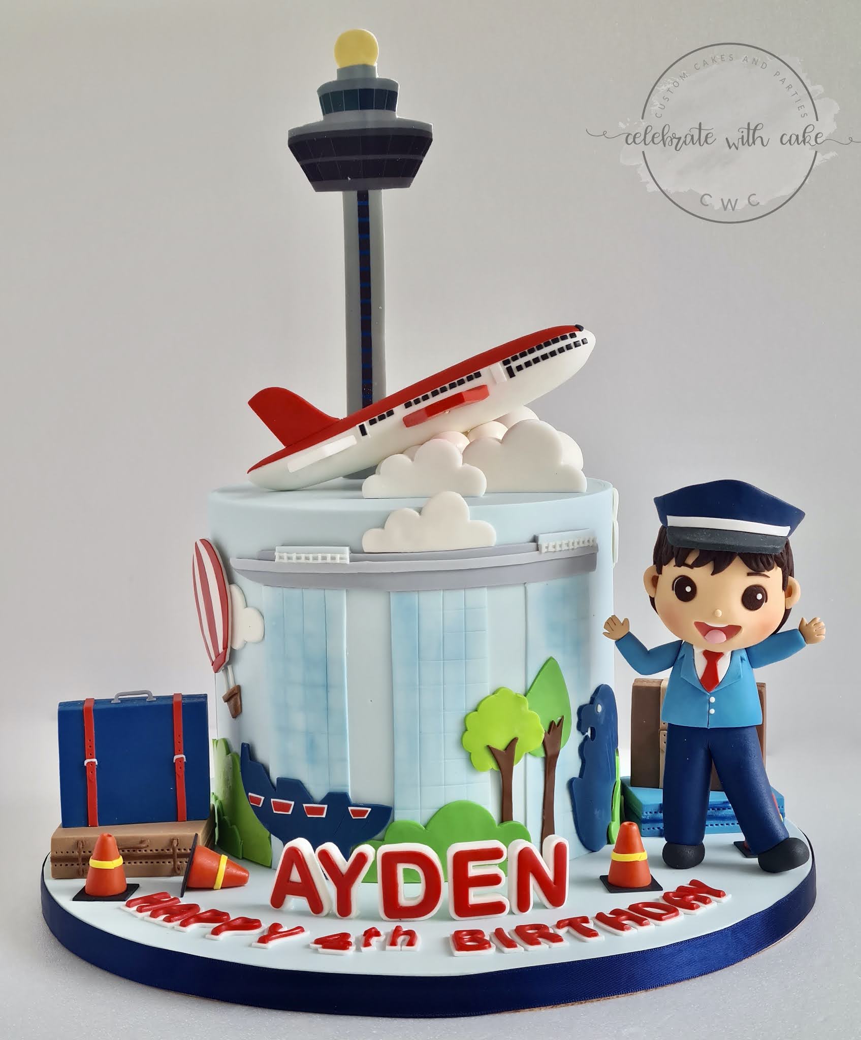Celebrate with Cake!: Pilot and Airport themed single tier Cake