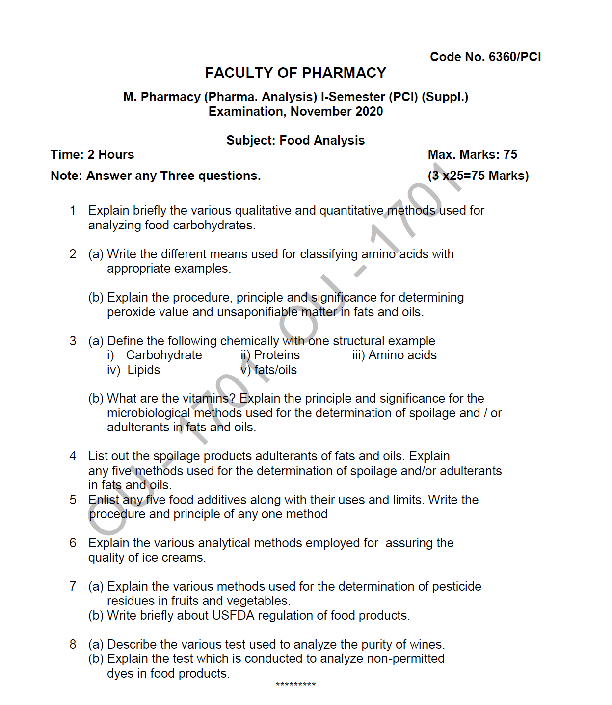 Osmania University M. Pharmacy (Pharmaceutical Analysis) I-Semester ...