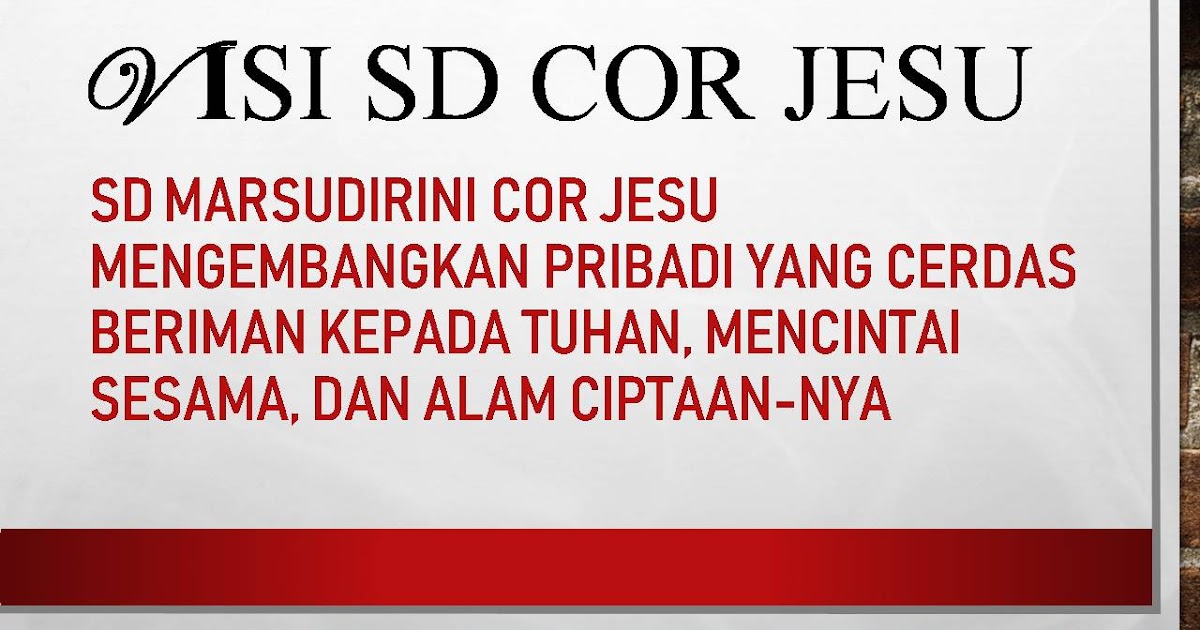 SD MARSUDIRINI COR JESU: Visi SD Cor Jesu