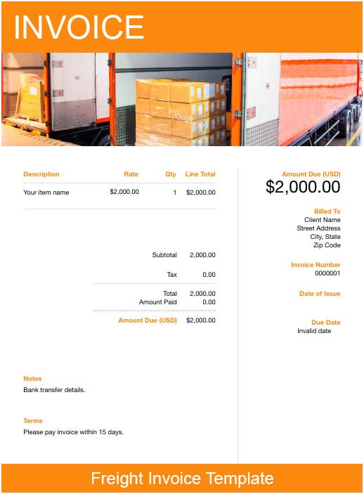 Freight Invoice Format Excel - Invoice Template