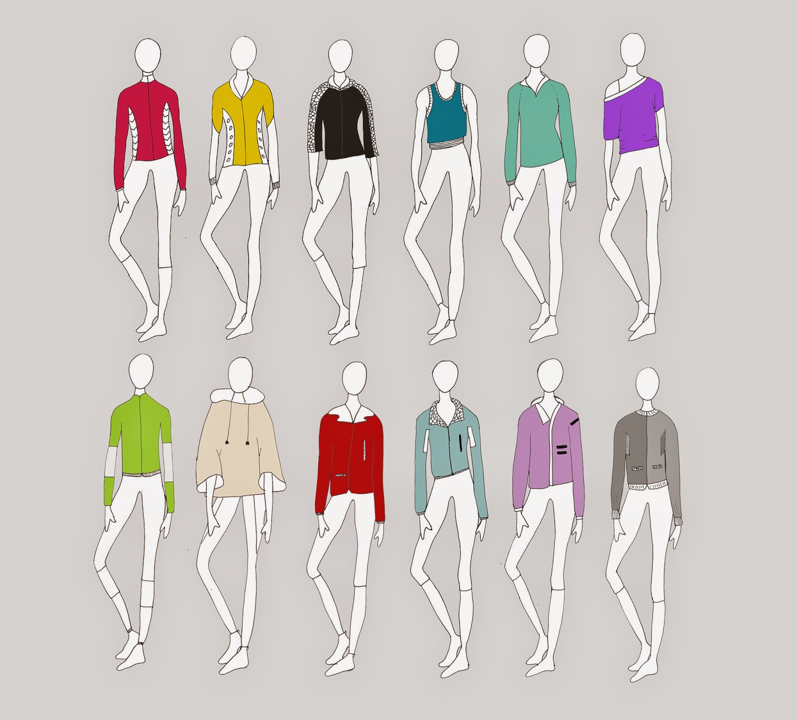 Fashion and Sports: Design ideas - Jackets, T-shirts, and tops.