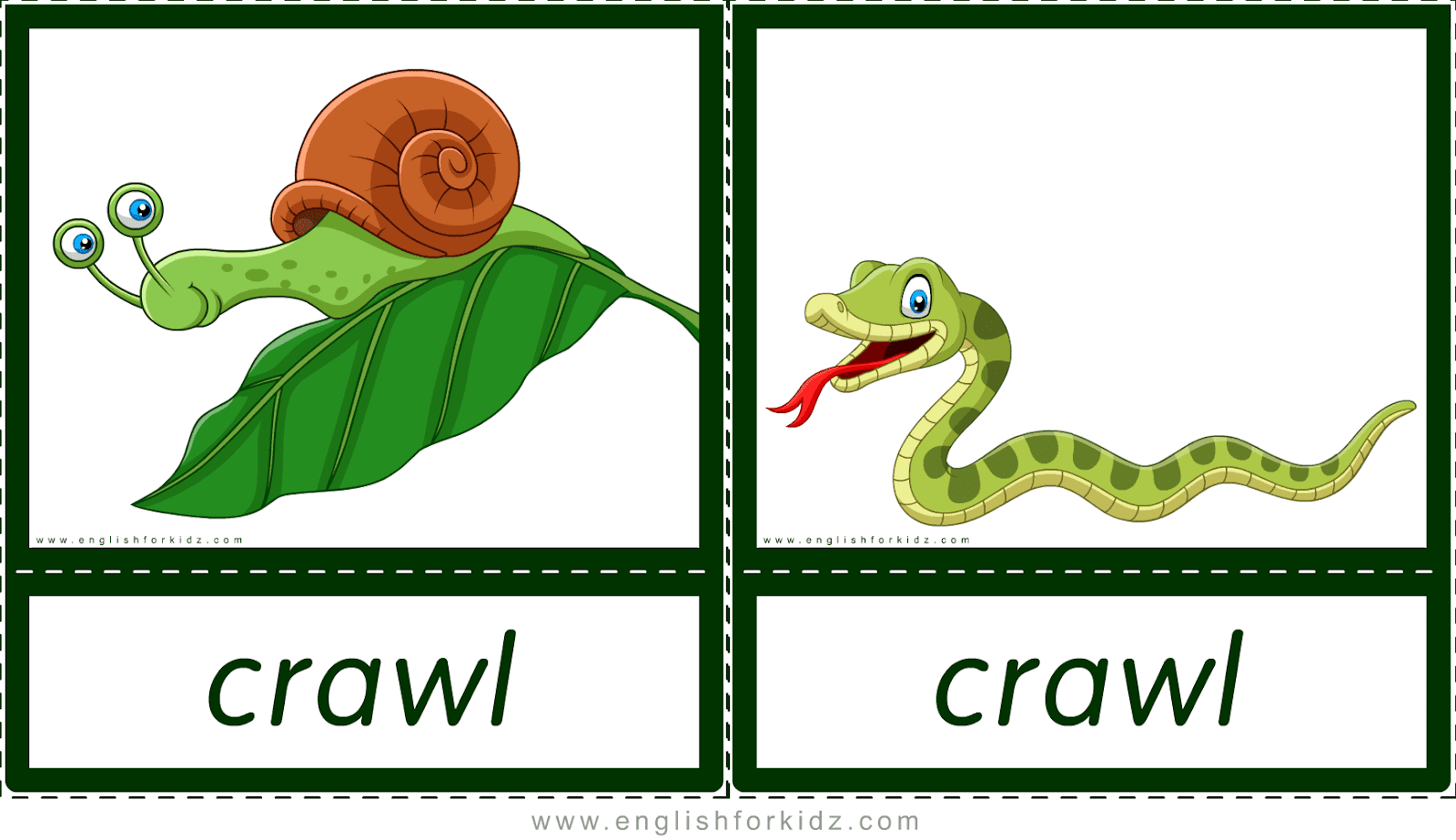 Printable Flashcards: Animal Actions. Part 1.