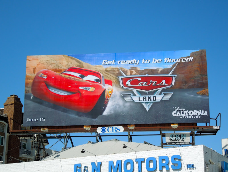 bridesmaids movie: Cars Land Disney California Adventure billboards...