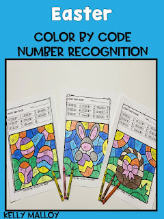 An Apple For The Teacher: Easter Subitizing Color By Number Worksheets
