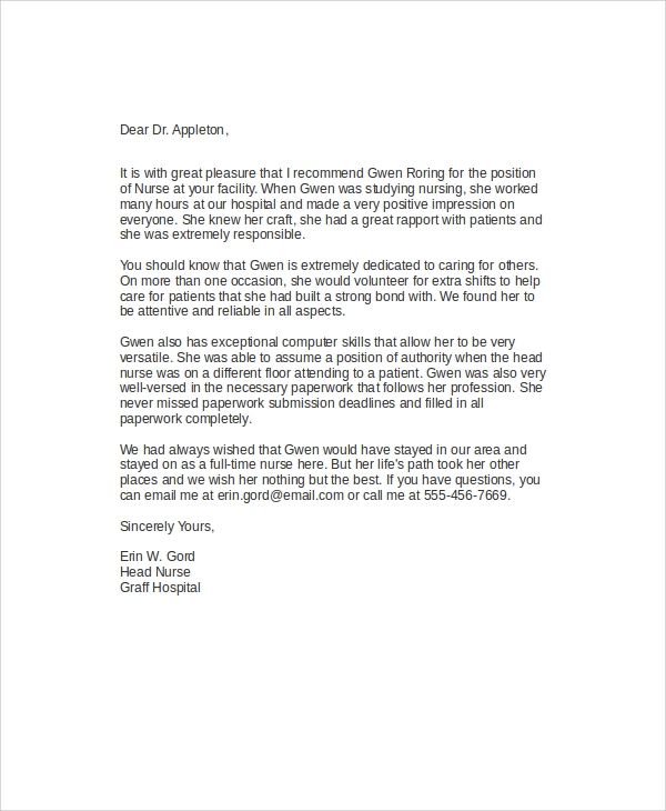 Nurse Recommendation Letter Template - Collage Template