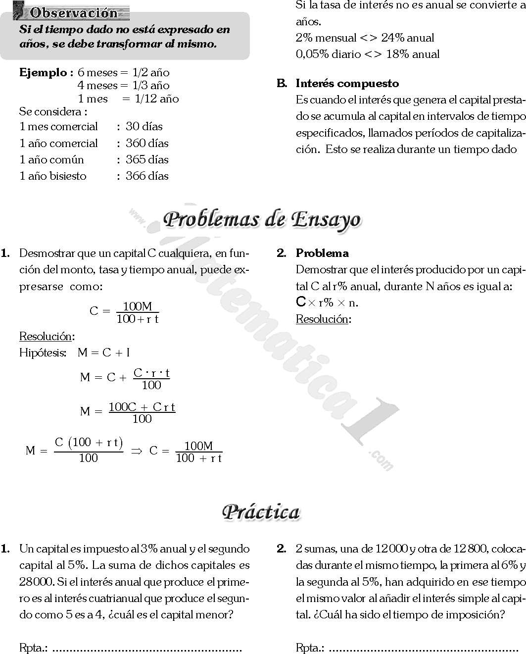 REGLA DE INTERÉS SIMPLE Y COMPUESTO EJERCICIOS RESUELTOS PDF