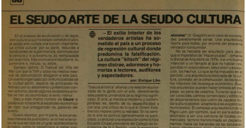 El seudo arte de la seudo cultura por Enrique Lihn en Revista Cauce ...