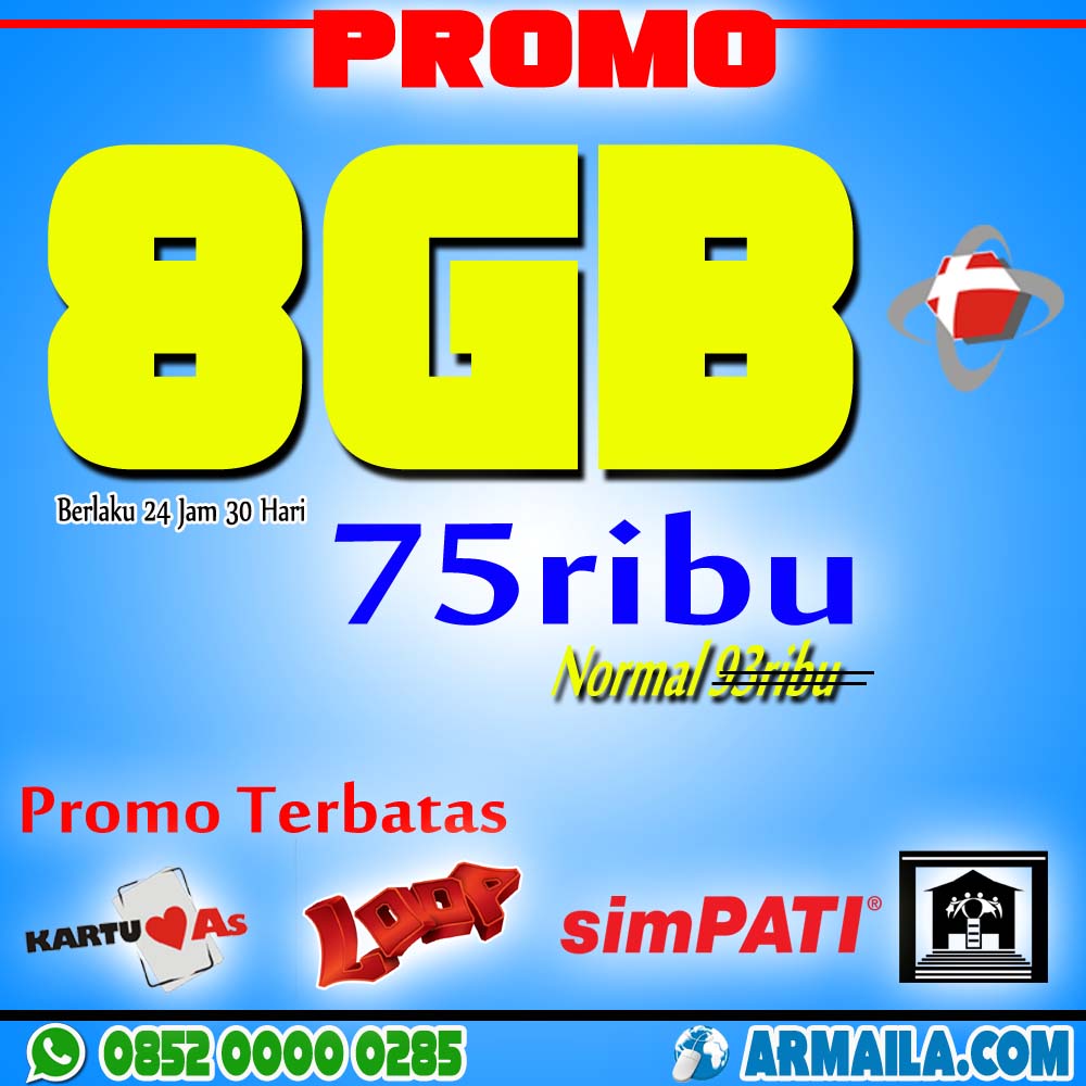 Paket Promo Telkomsel 8GB 75rb 24 Jam 30 Hari - CUG Telkomsel ARMAILA