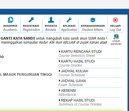 Mahasiswa UB Harus Tau SIAM sub Akademik (KRS,KHS,Jadwal Kuliah,Jadwal Ujian,RHS)