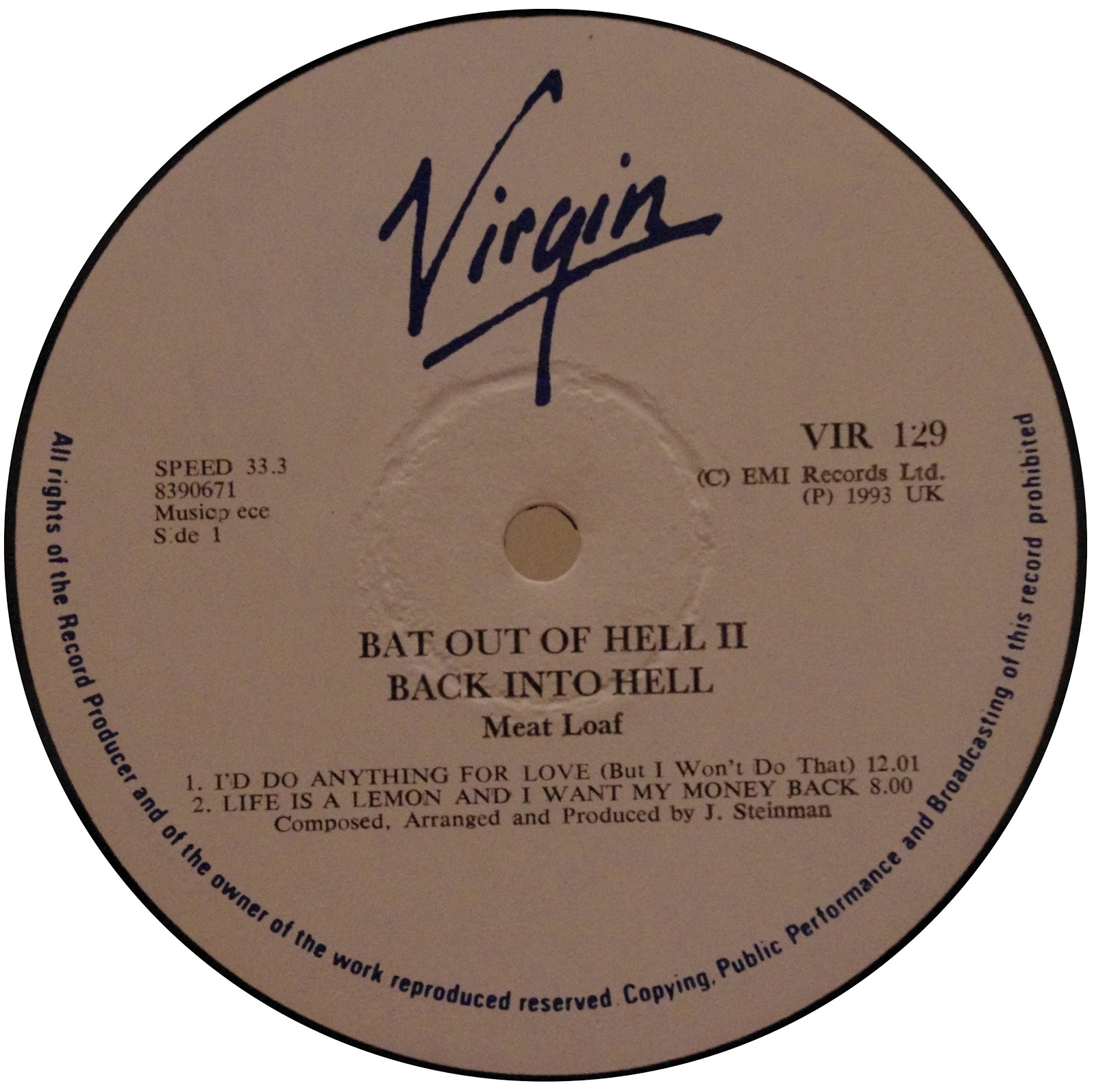 Meat Loaf - Vinyl, Singles 7"/12" and other stuff: STUDIO ALBUMS ...