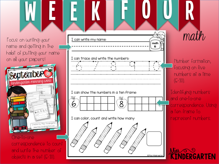 September Kindergarten Morning Work - Miss Kindergarten