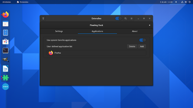 Gnome shell extension Floating Dock