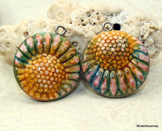 Faux Ceramic Polymer Clay Pendants by Cabin Fever Clay / The Beading Gem