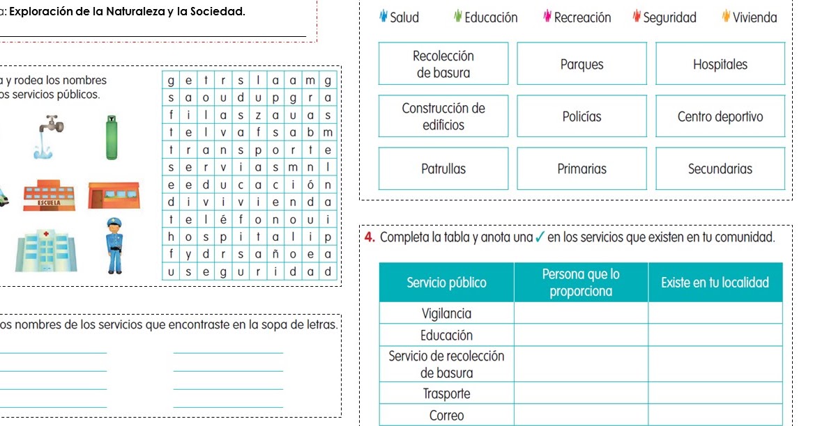 Instituto Juárez 2° Primaria: Tarea: Los servicios públicos