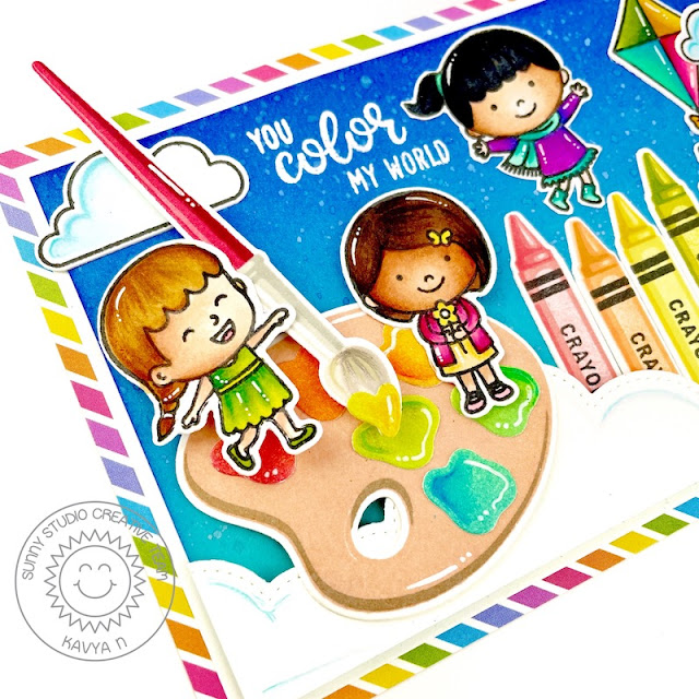 Sunny Studio: Color My World Cards with Isha and Kavya