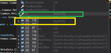 The specified initialization vector (IV) does not match the block size ...