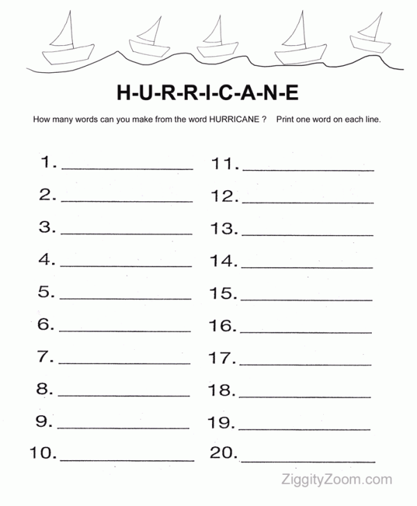 Hurricane Tracking Worksheet