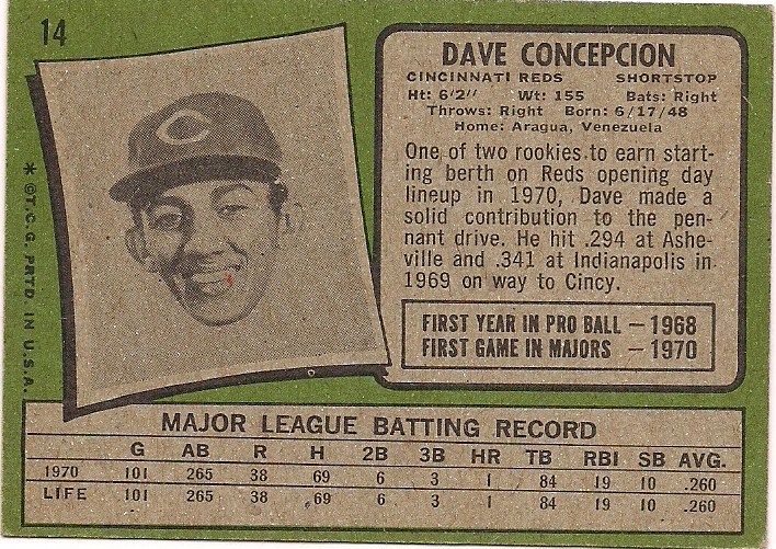 Topps 1971: no. 14 - dave concepcion