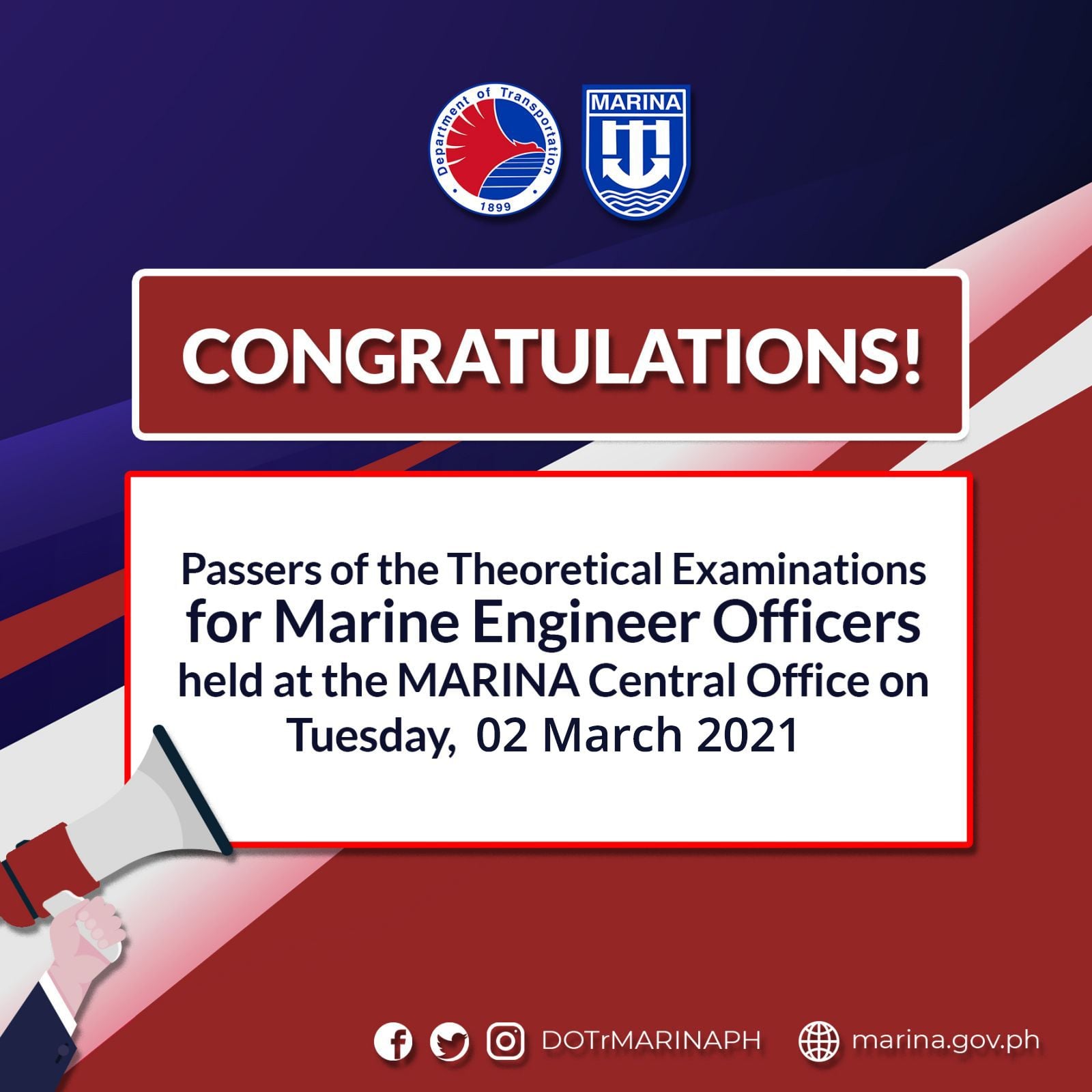 MARINA List of Licensure Theoretical Exam Passers [2021] | Marine Deck ...