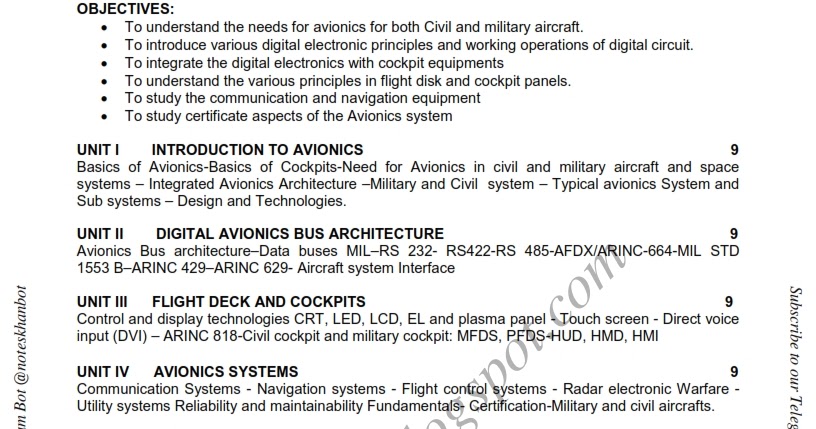 EC6006 Avionics- Syllabus-Semester VII-ECE-BE-Anna University | ANNA ...