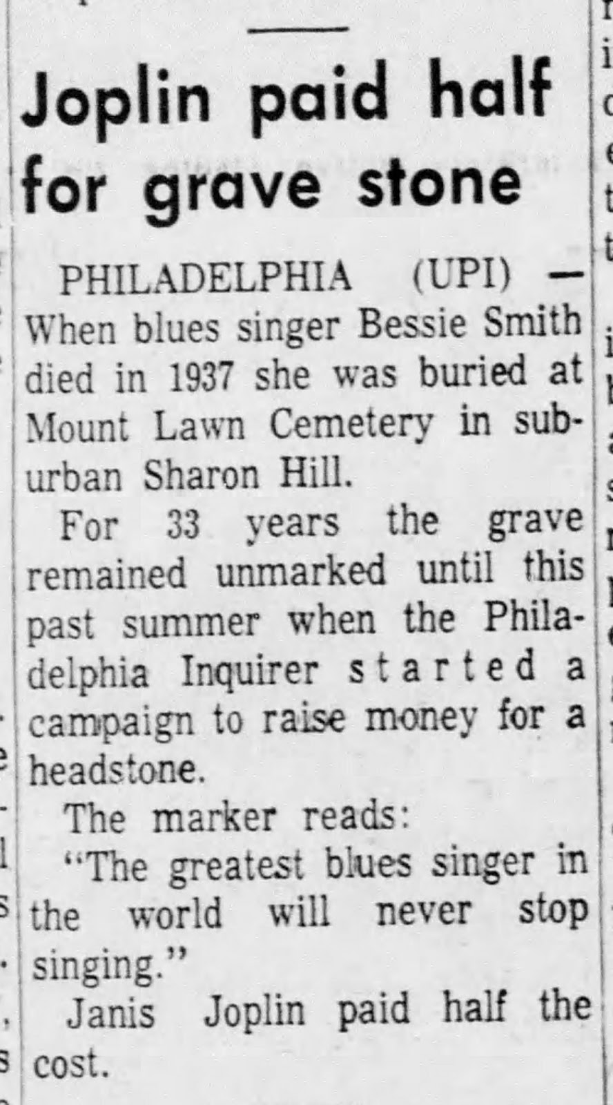 The Unmarked Grave of Bessie Smith