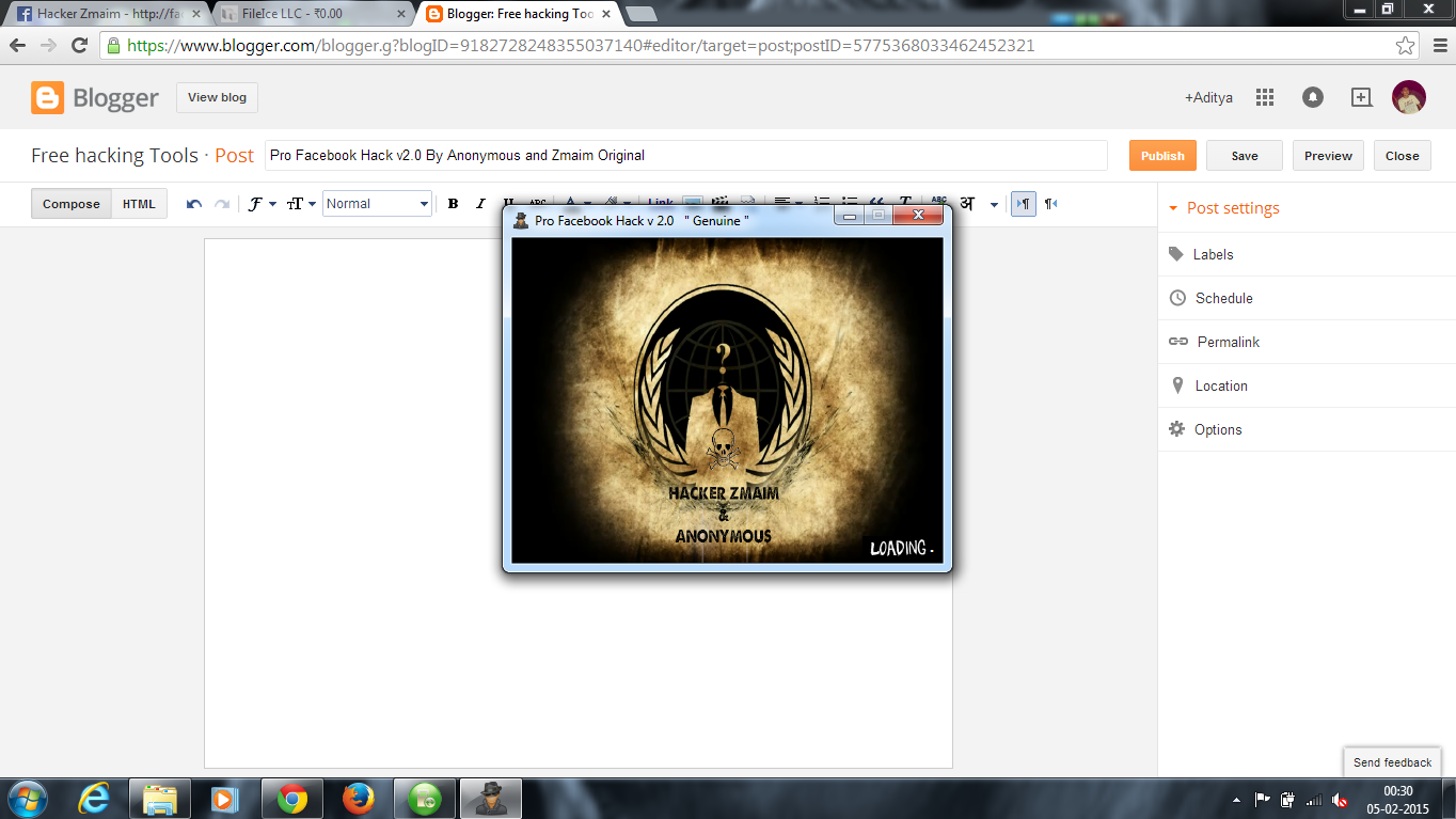 pro facebook hack v 2.0 genuine by hacker zmaim anonymousgolkes