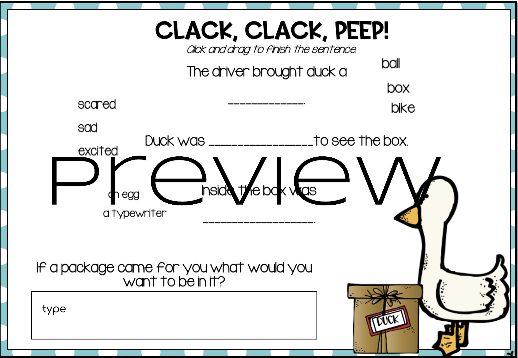 1st Grade Hip Hip Hooray!: Click Clack Peep!!
