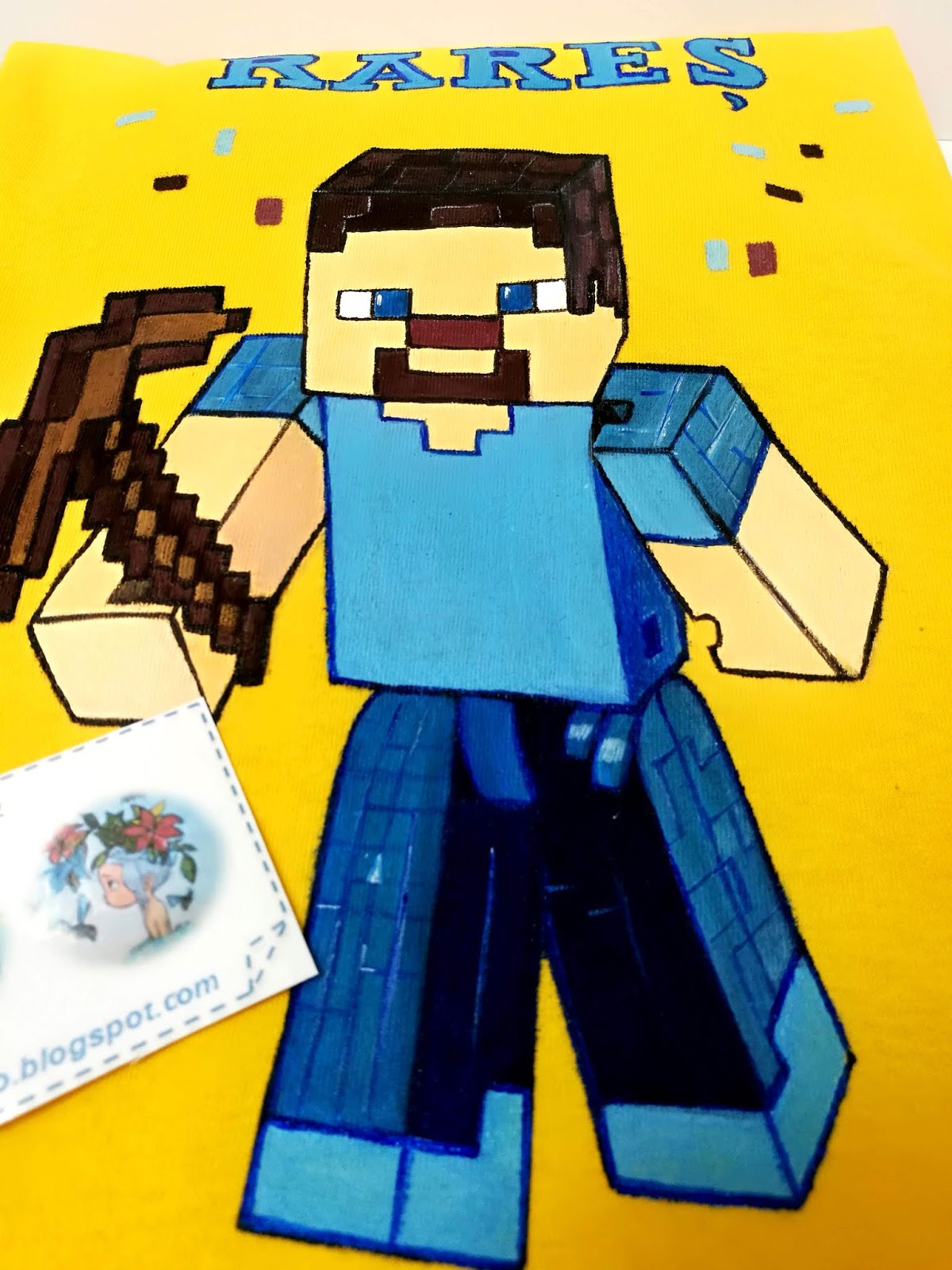 Handmade By Do : Hand painted T-shirt " Steve- Minecraft"/ Tricou ...