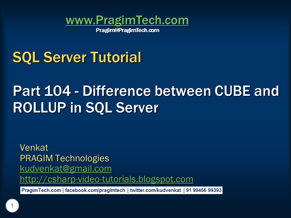 Sql Server Net And C Video Tutorial Difference Between Cube And Rollup In Sql Server