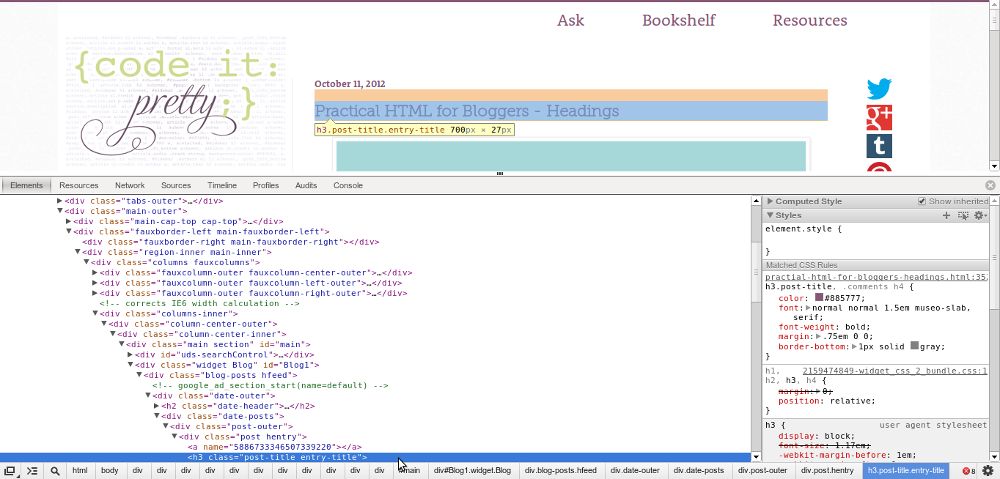 Code it Pretty: Blog Font Style with CSS - Finding the Selectors