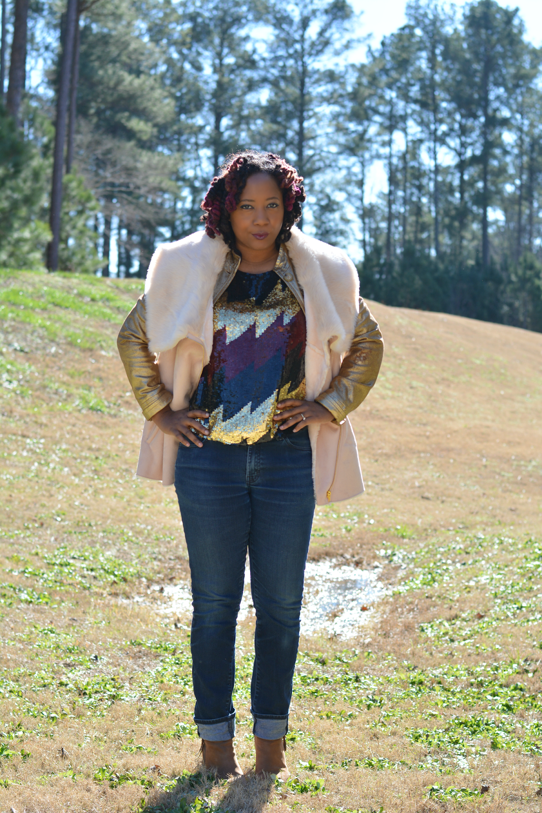 Thrift Store Outfits: Sequins + Fur | Thriftanista in the City