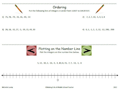 Classroom Freebies Too: Ordering Integers & Plotting Integers on the ...