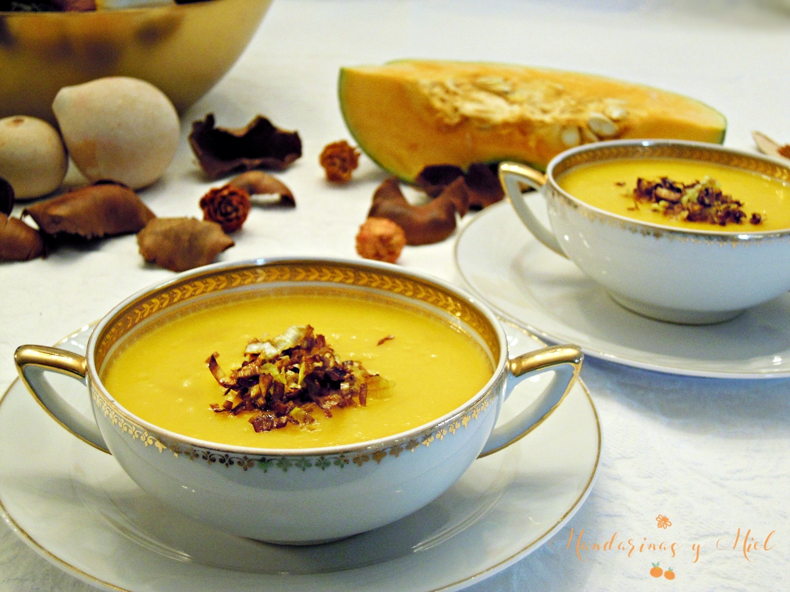 Crema ligera de calabaza | Mandarinas y miel