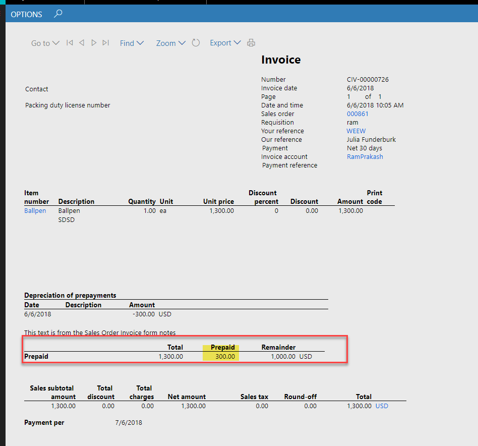 Bikash Chanda: D365 - Sales Order Prepayment and settlement (VM/Update 11)