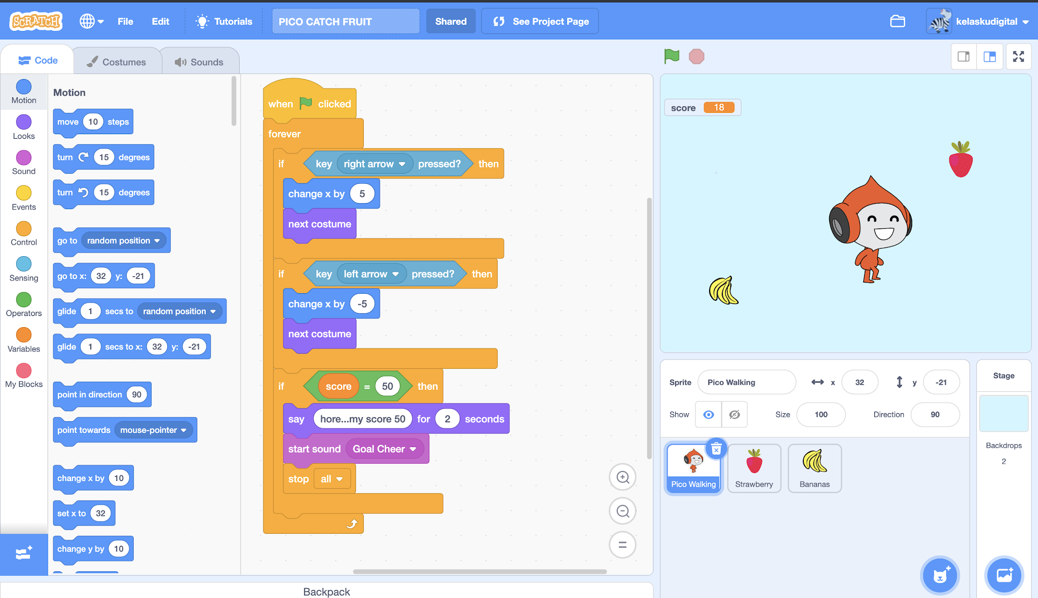 Tutorial Scratch 3.0: Membuat Game Pico Catch Fruits