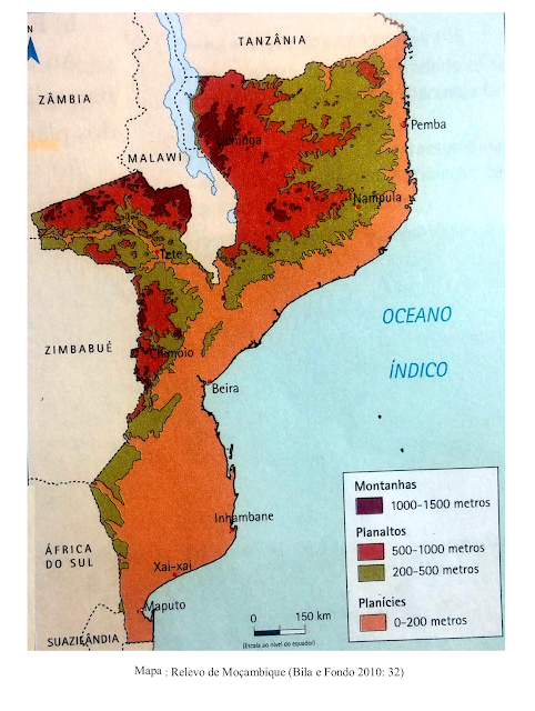 Blog de Geografia: Mapa - Relevo de Moçambique