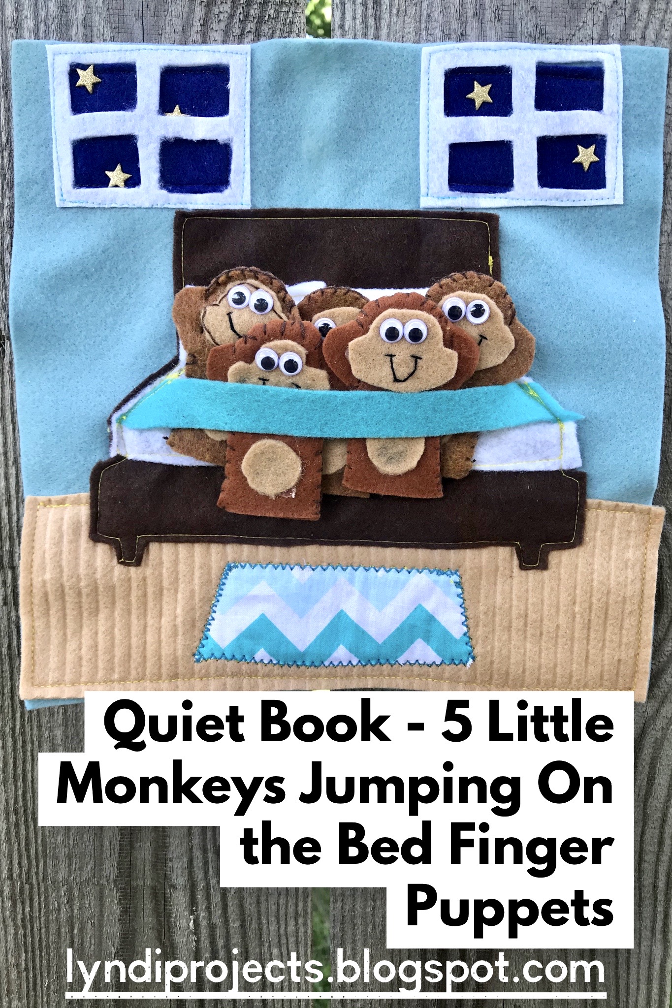 Lyndi's Projects: Quiet Book - Five Little Monkeys Finger Puppet Page