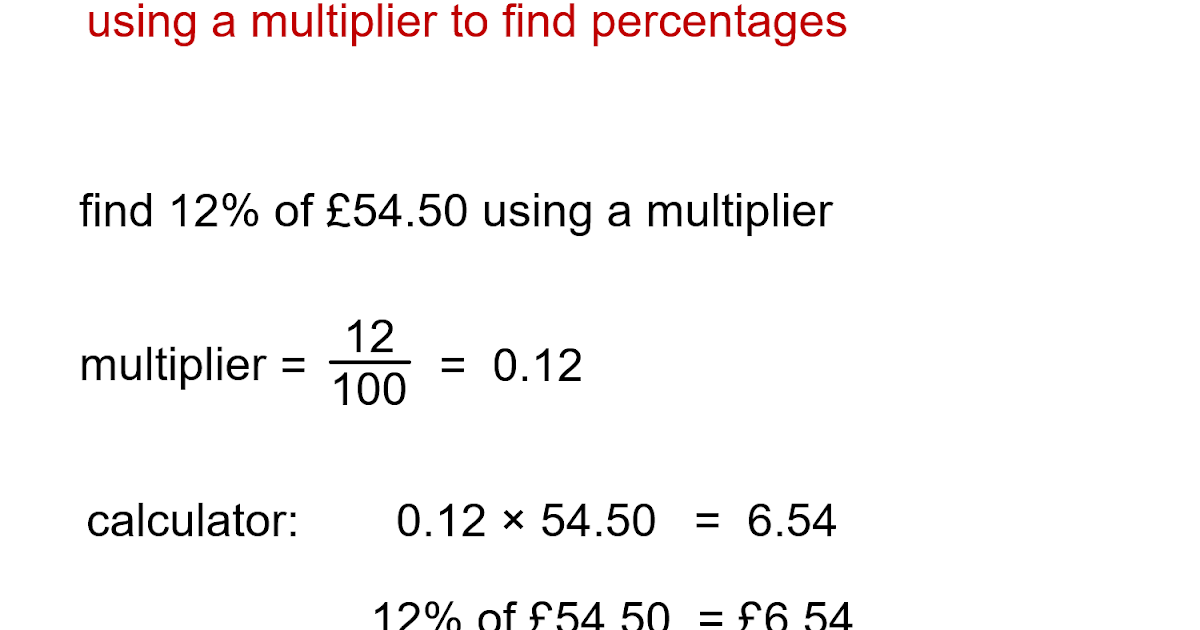 MEDIAN Don Steward mathematics teaching: % using multipliers