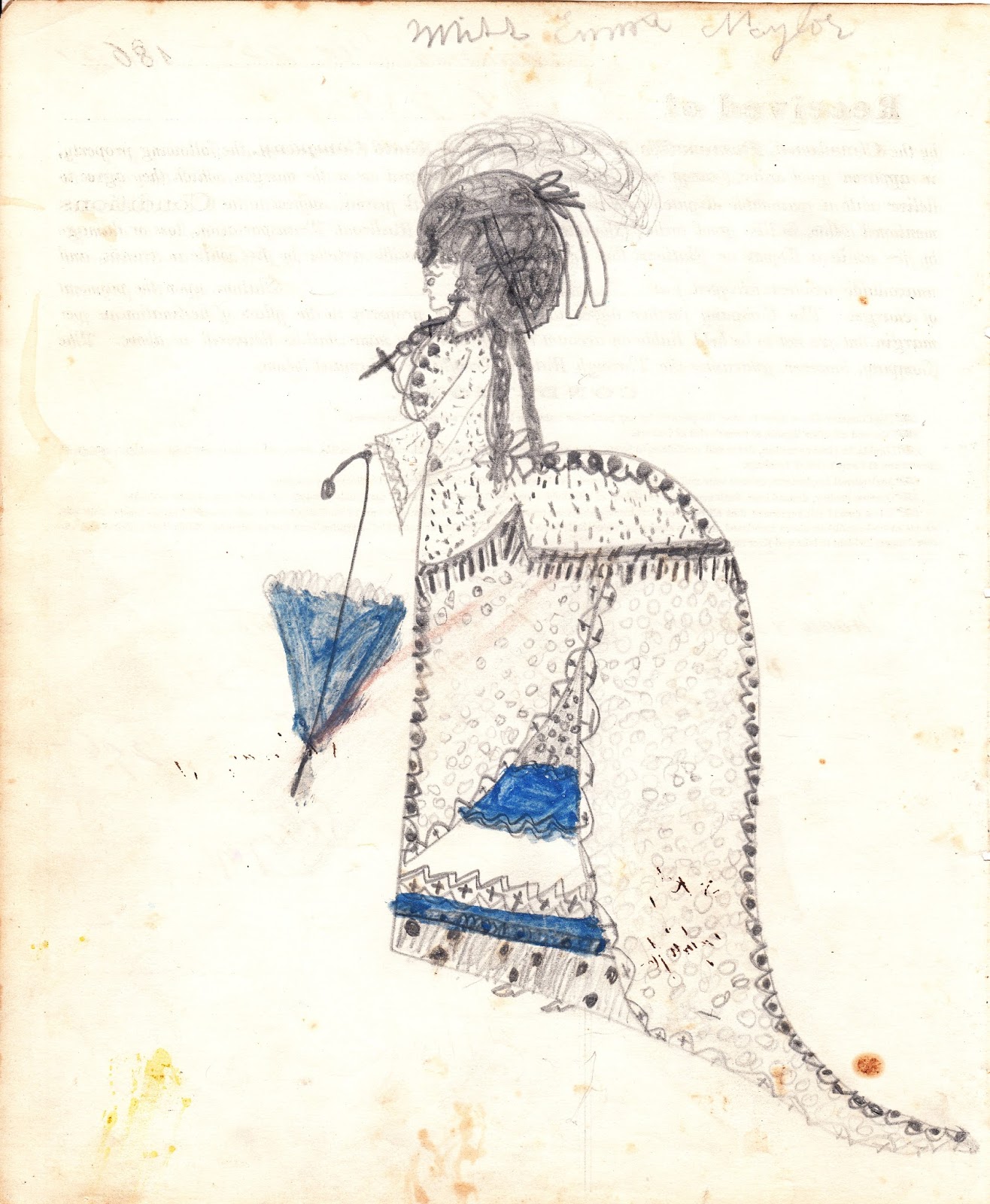 Dull Tool Dim Bulb: 19th Century Folk Art Drawing of a Woman with ...