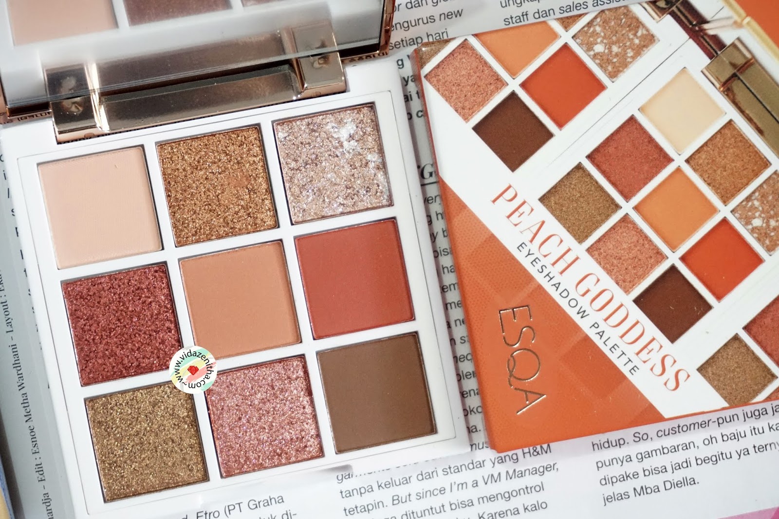 REVIEW ESQA PEACH GODDESS EYESHADOW PALETTE - VIDA ZENITHA