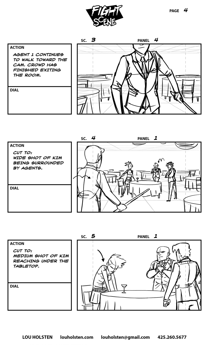 Lou Holsten: Fight Scene - storyboards