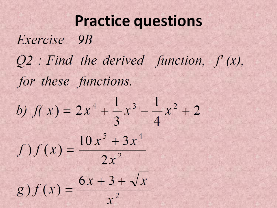 Math12: Chapter 2- Differentiation