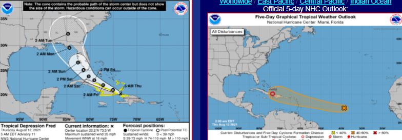 Hurricane Harbor: TD Fred, Crawling Along the Bahama Channel Along the ...